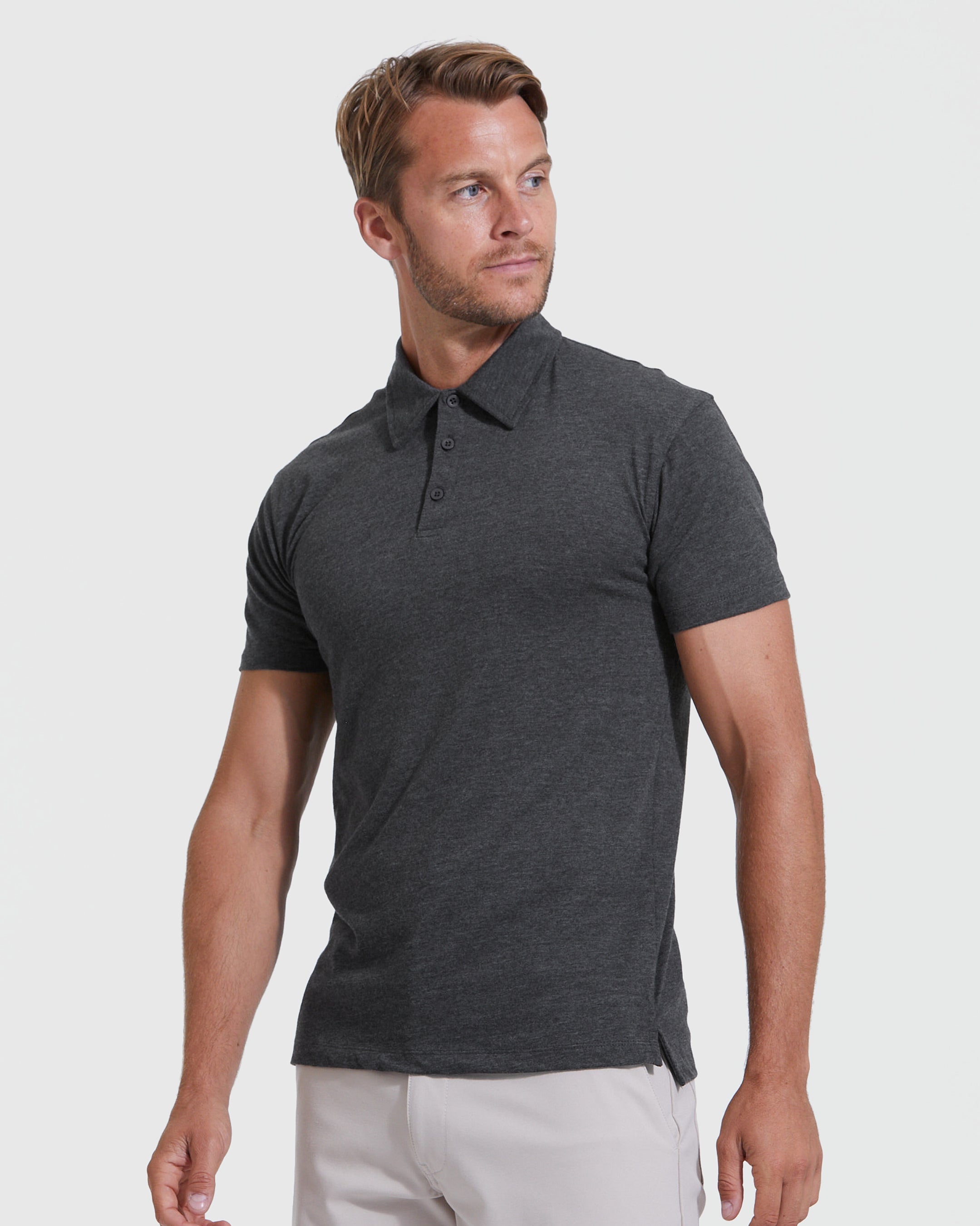 Men's Heather Charcoal Gray Polo Shirt - True Classic
