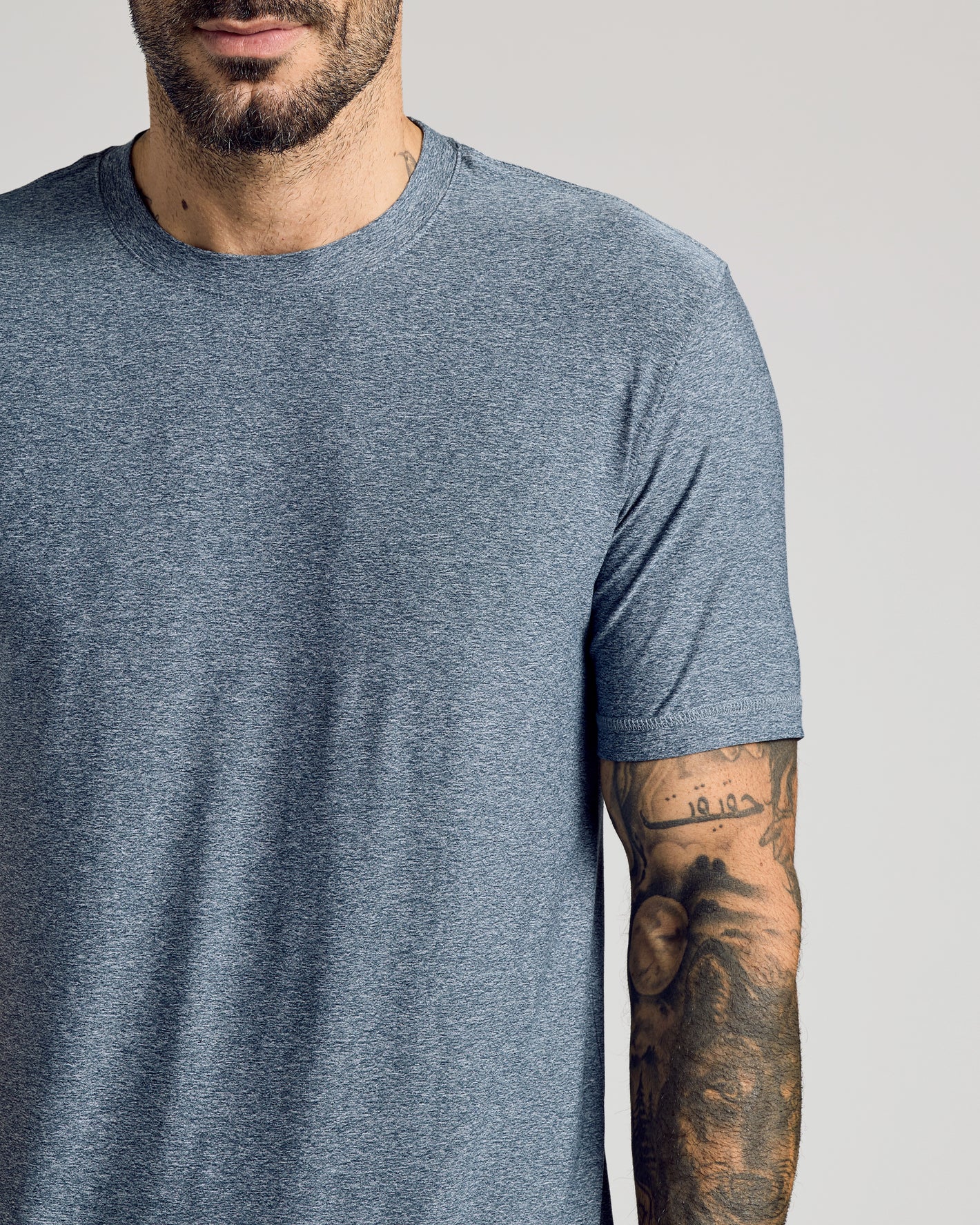Heather Navy Active Crew Neck Tee