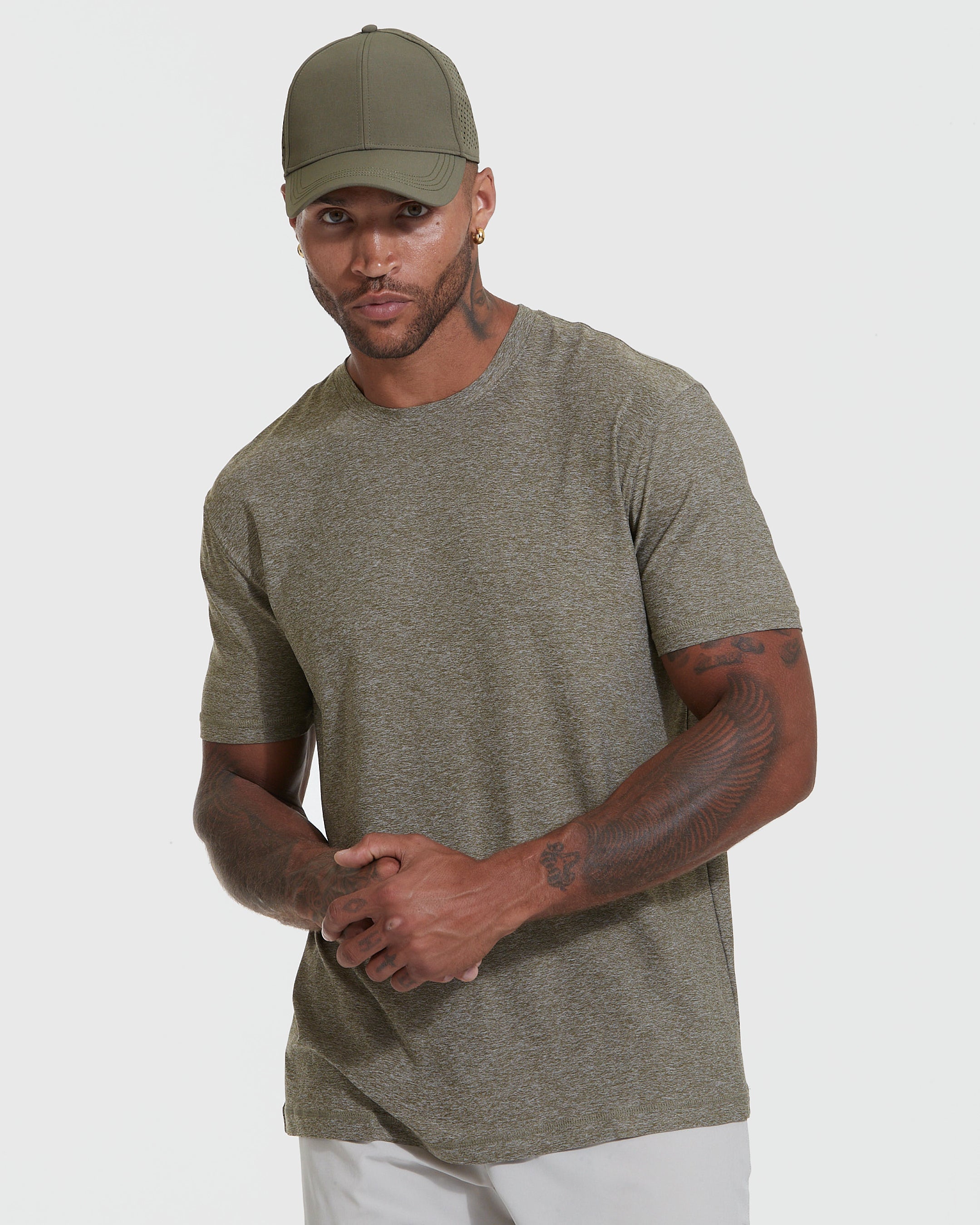 Heather Military Green Active Crew Neck T-Shirt | Heather Military ...