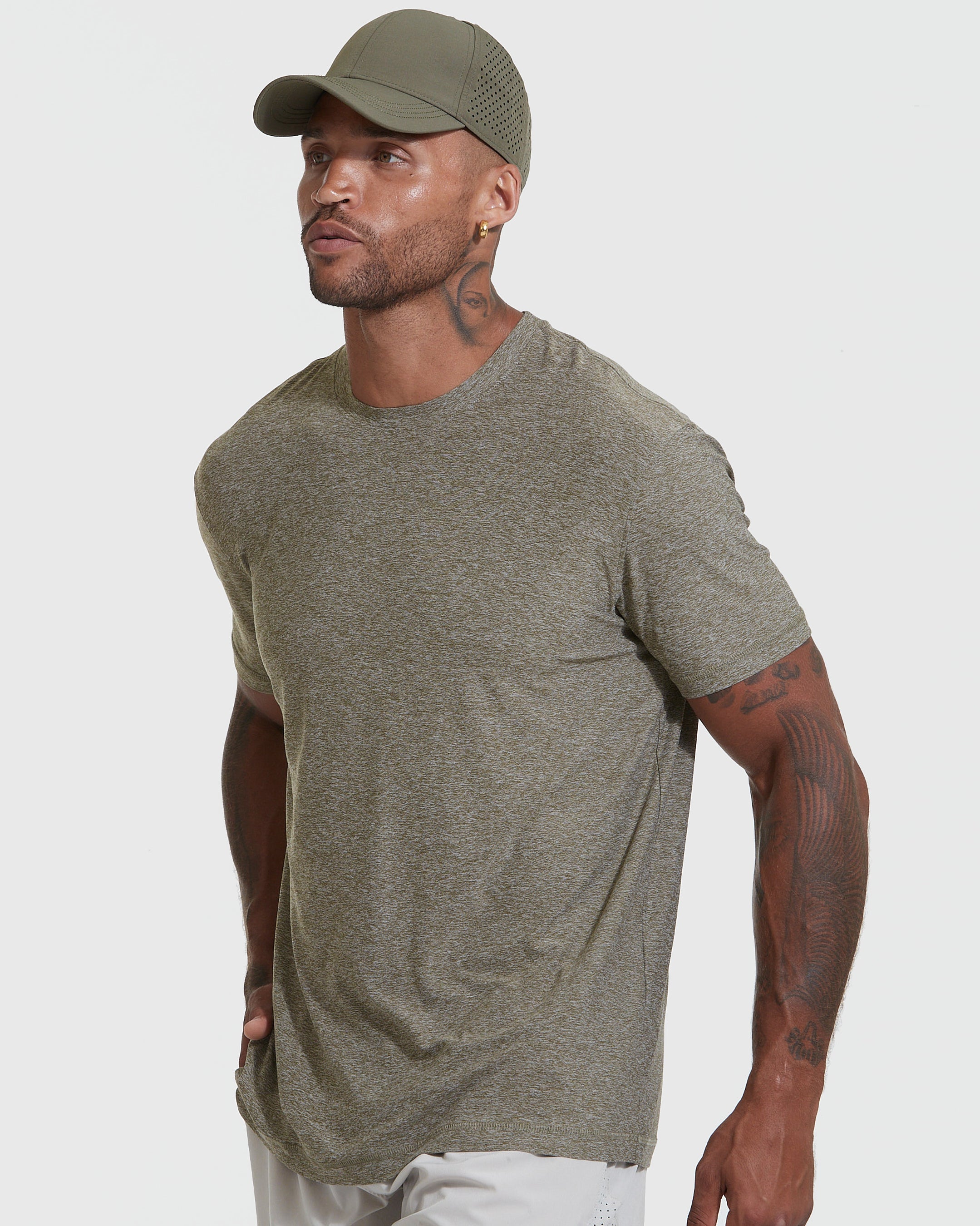 Heather Military Green Active Crew Neck T-Shirt | Heather Military ...