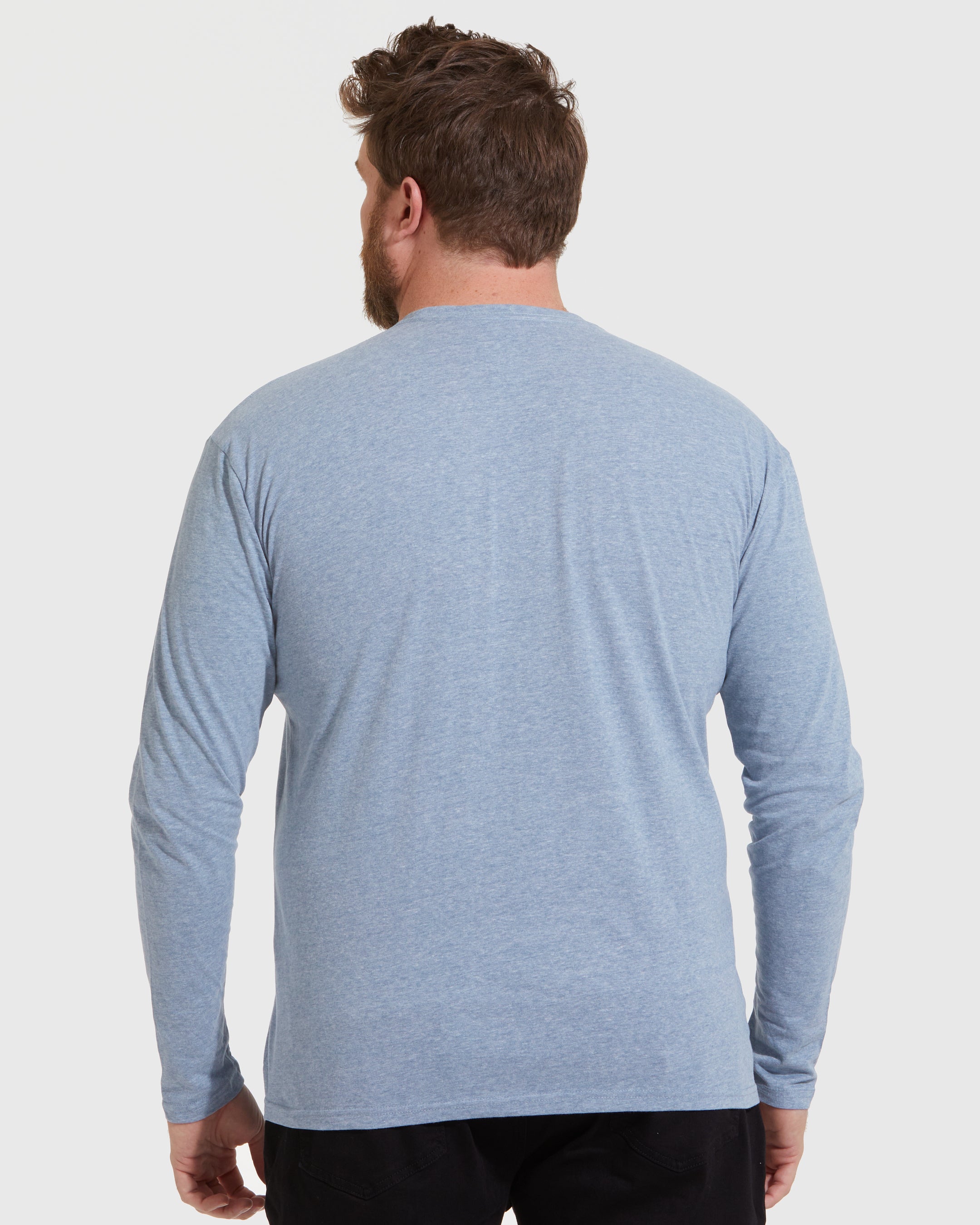 Men's Heather Indigo Blue Long Sleeve Shirt - True Classic