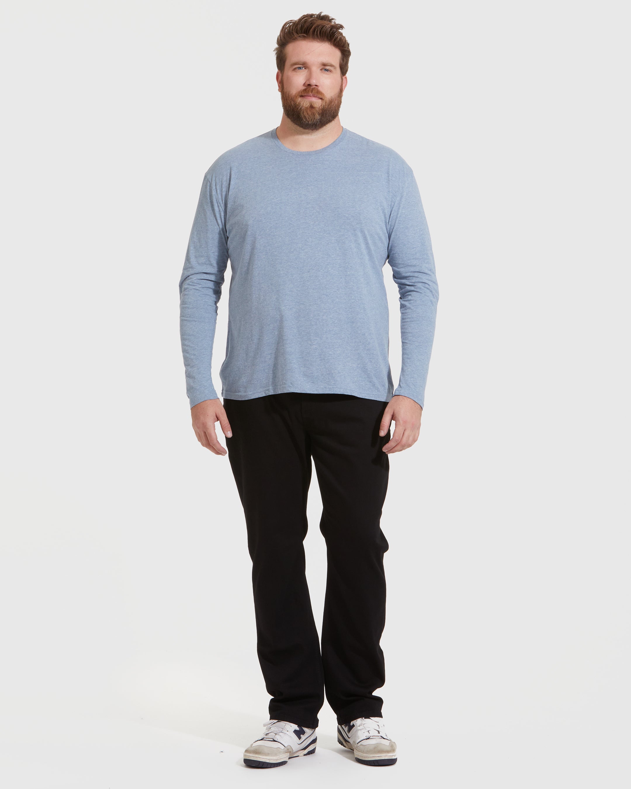 Men's Heather Indigo Blue Long Sleeve Shirt - True Classic