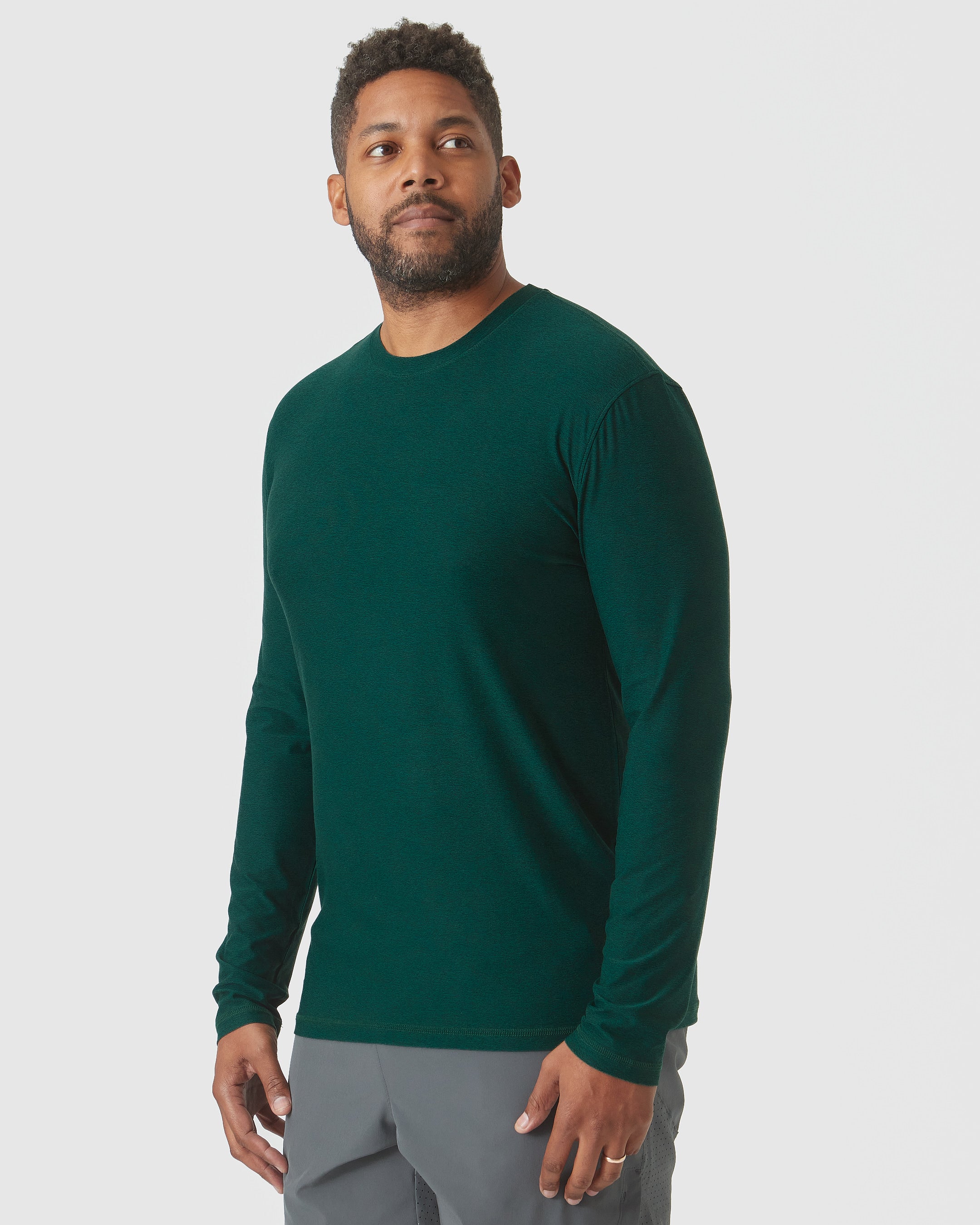 Evergreen Heather Active Long Sleeve Crew T-Shirt | Evergreen Heather ...