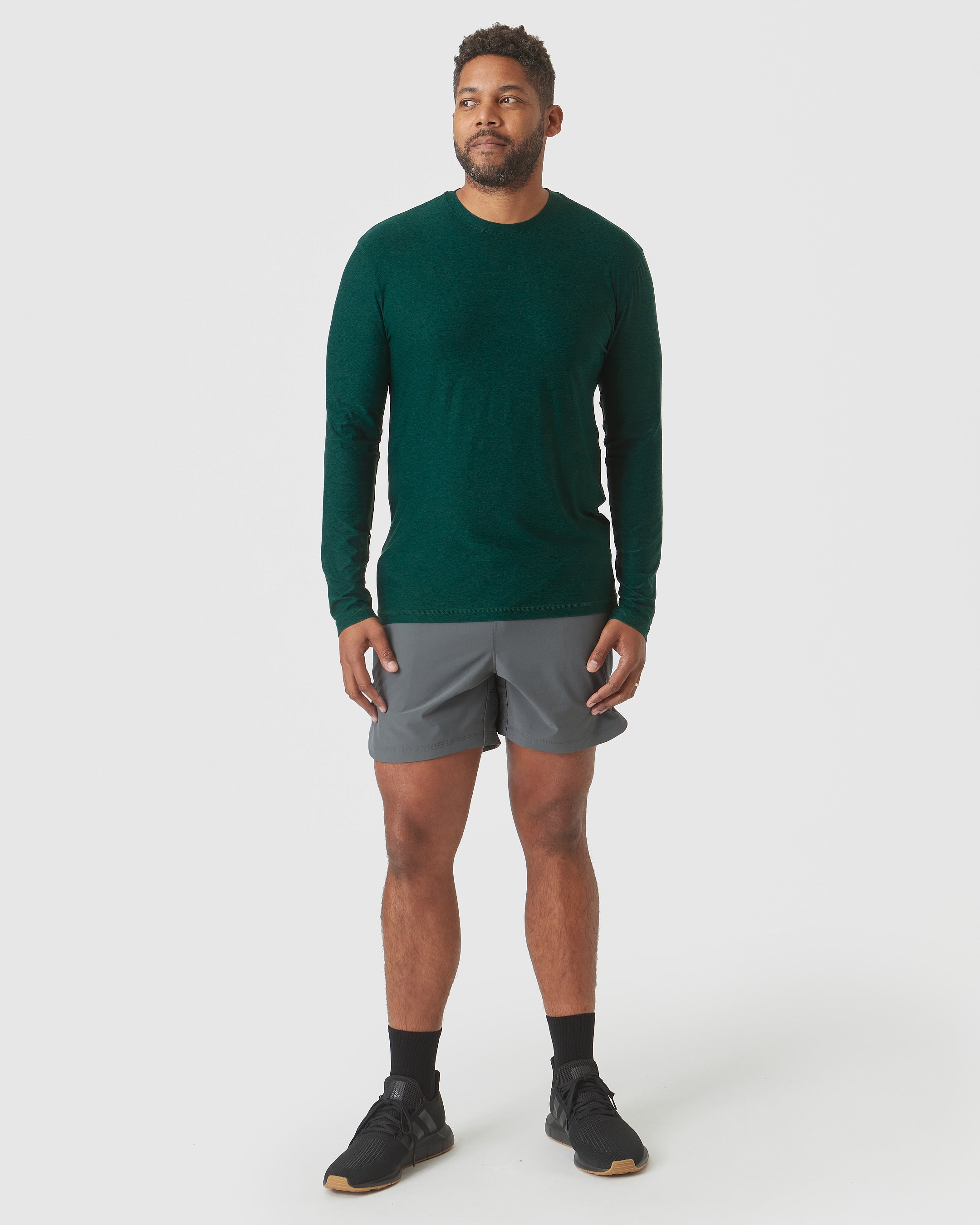 Evergreen Heather Active Long Sleeve Crew T-Shirt | Evergreen Heather ...