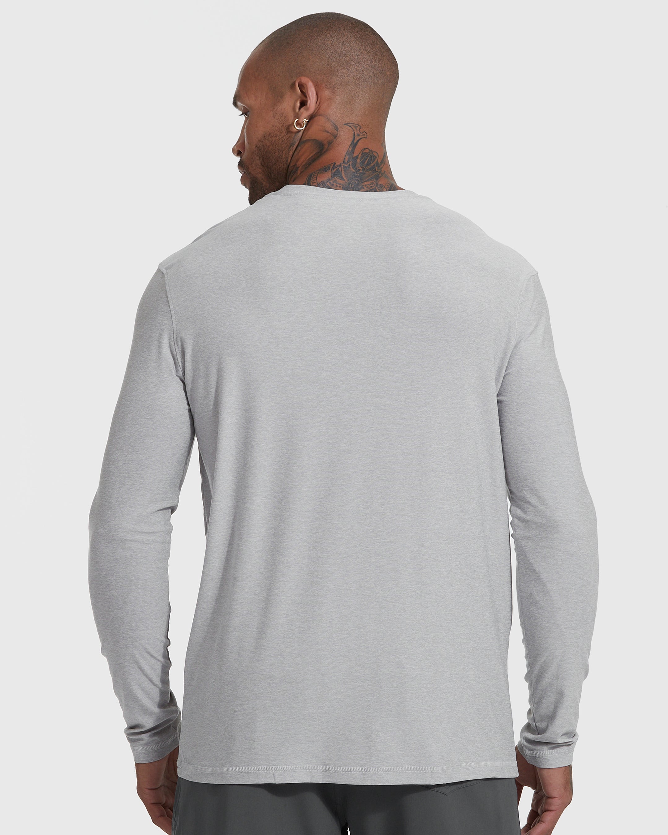 Men's Heather Light Gray Active Long Sleeve Crew Neck - True Classic