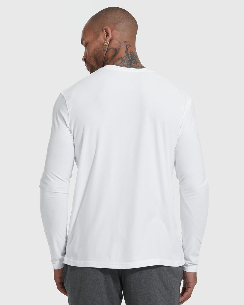 Men's White Active Long Sleeve Crew Neck T-Shirt - True Classic