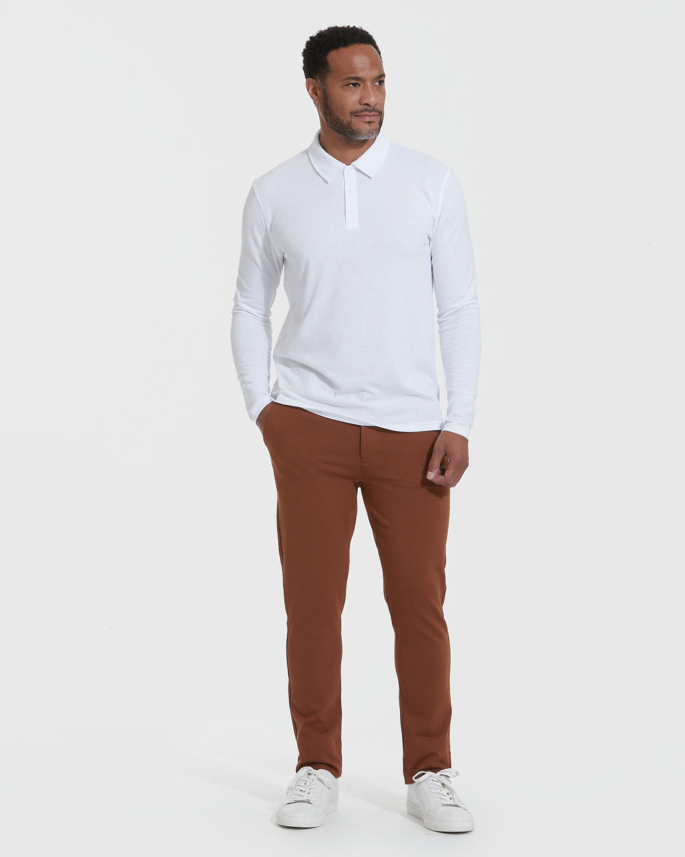 White Long Sleeve Polo Shirts | Men's White Long Sleeve Polo | True Classic