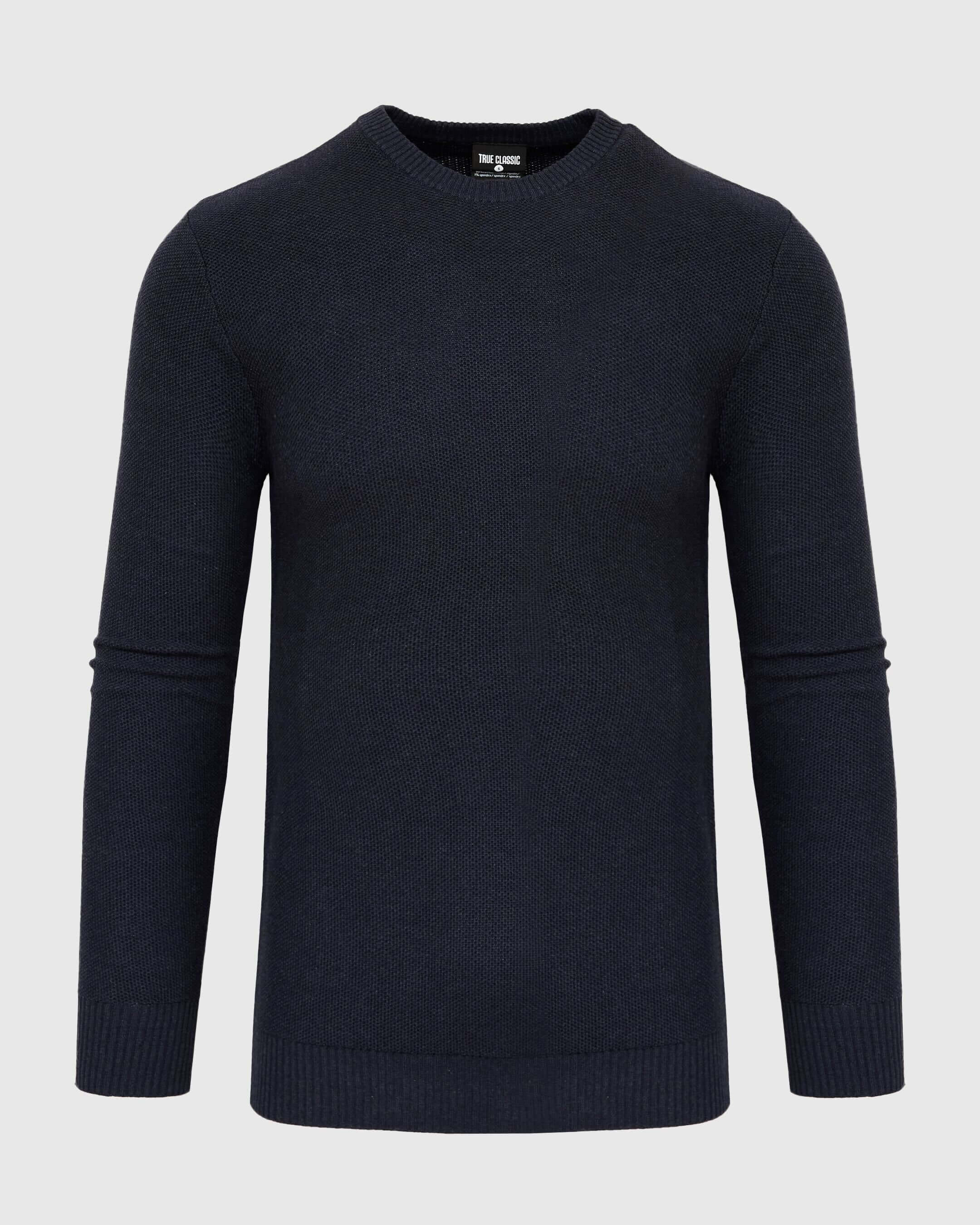 Heather Navy Pique Crew Sweater | Heather Navy Pique Crew Sweater ...