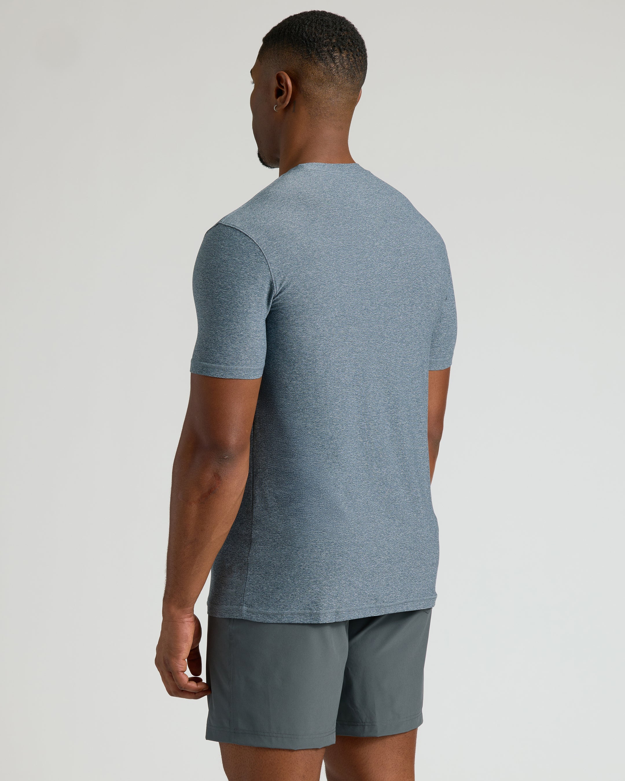 Heather Navy Short Sleeve Tall Active Crew Neck | Heather Navy Short ...