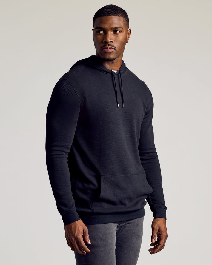 Black Tall Waffle Hoodie | Black Tall Waffle Hoodie | True Classic
