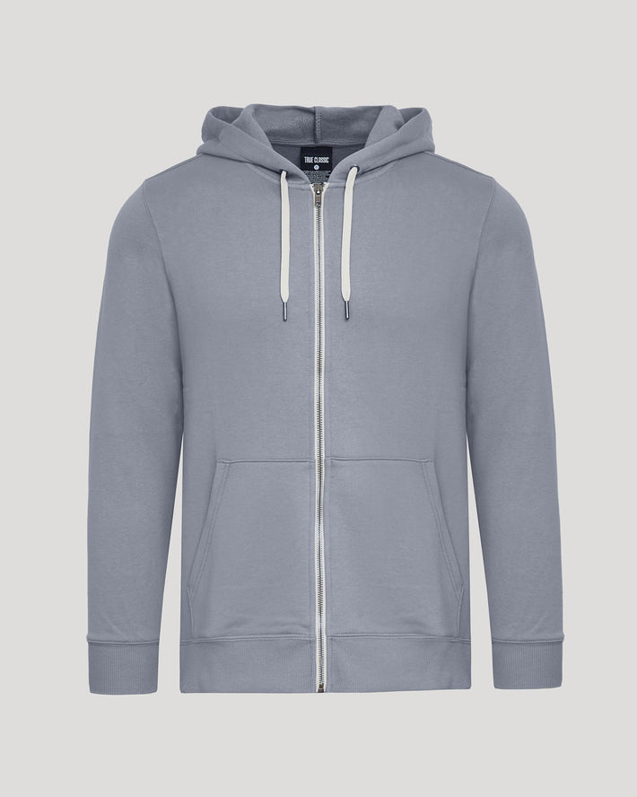 Dusty Blue Fleece French Terry Zip Hoodie | Dusty Blue Fleece French ...