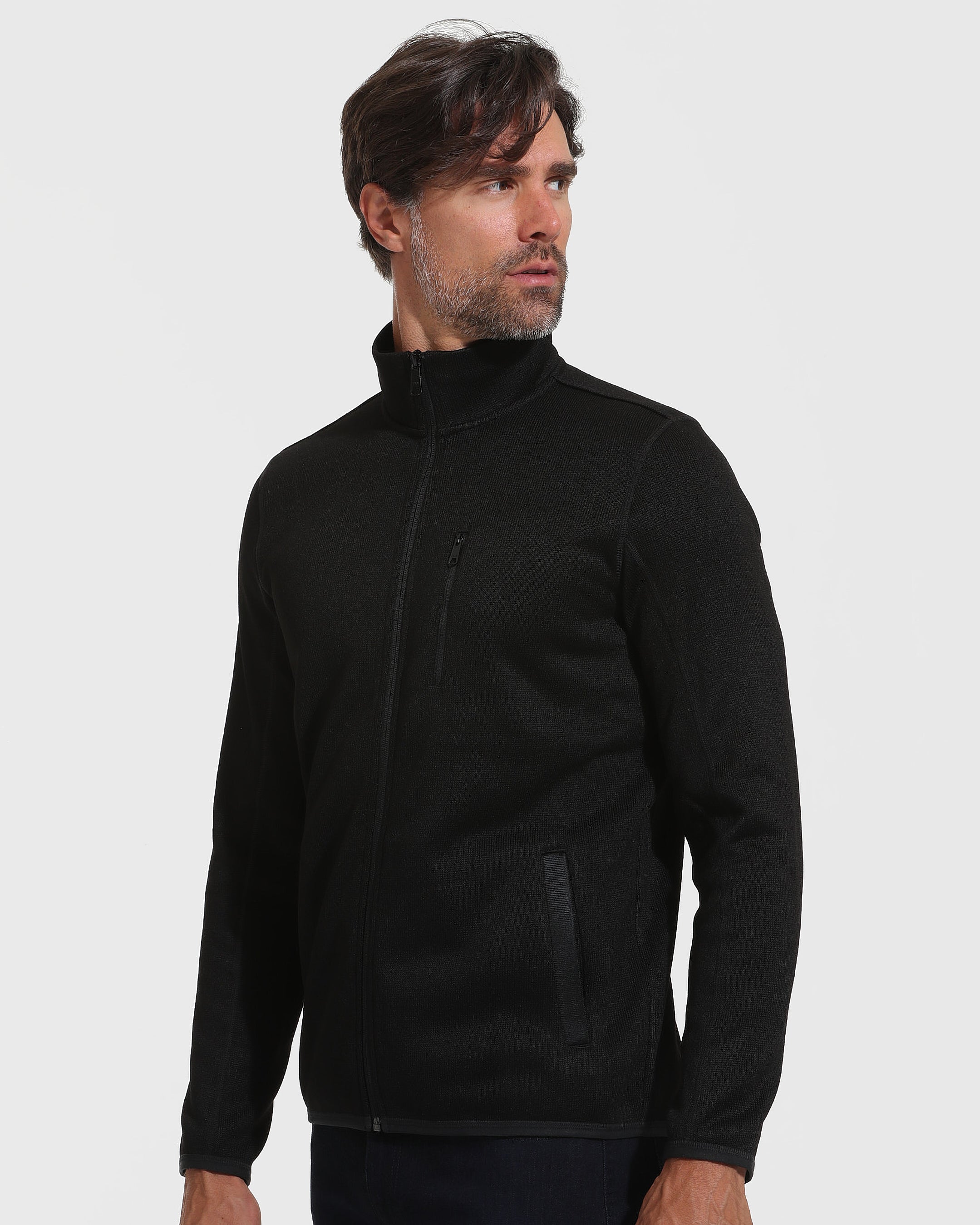 Black Sweater Fleece Jacket | Black Sweater Fleece Jacket | True Classic