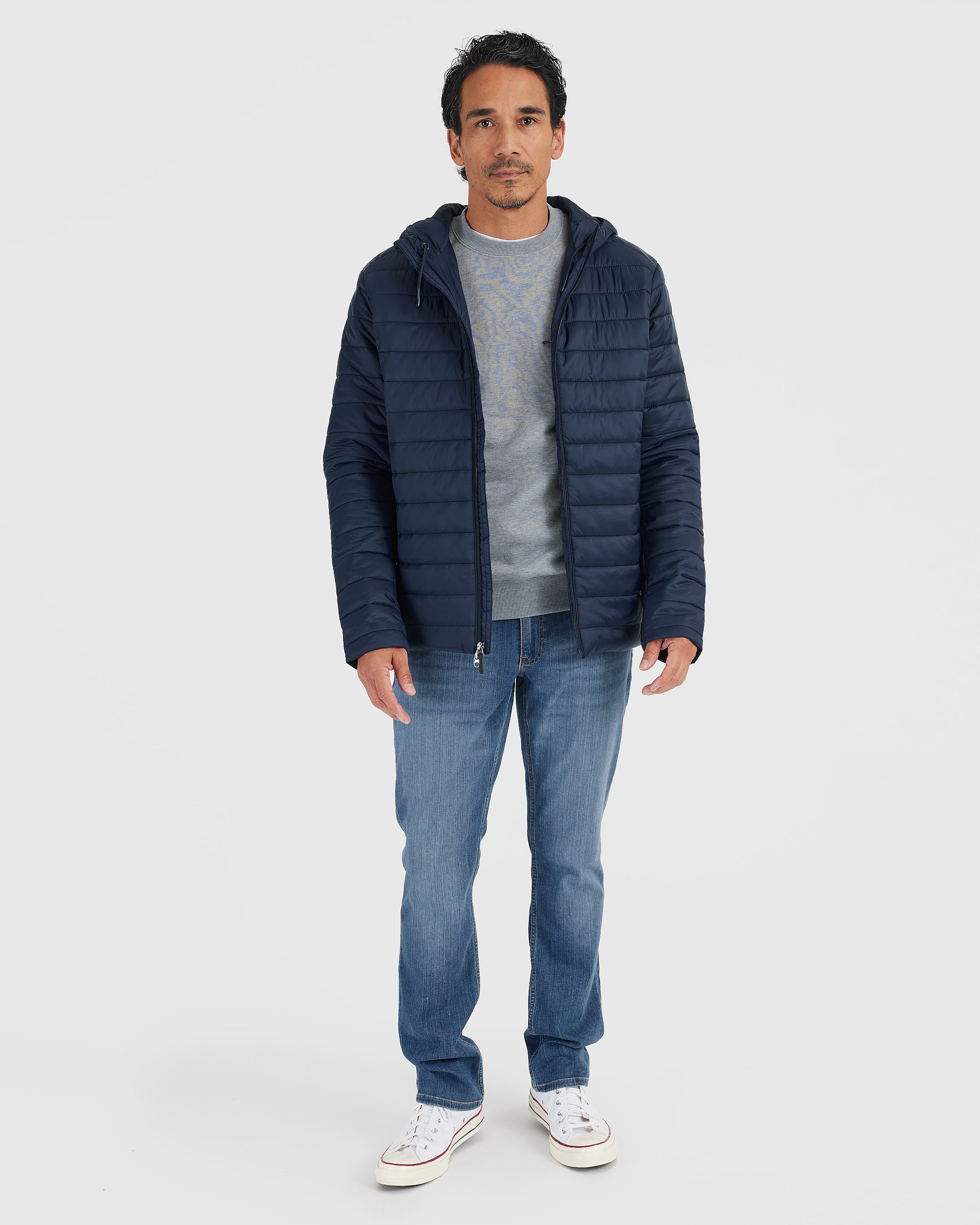 Navy Hooded Puffer Jacket | Navy Hooded Puffer Jacket | True Classic