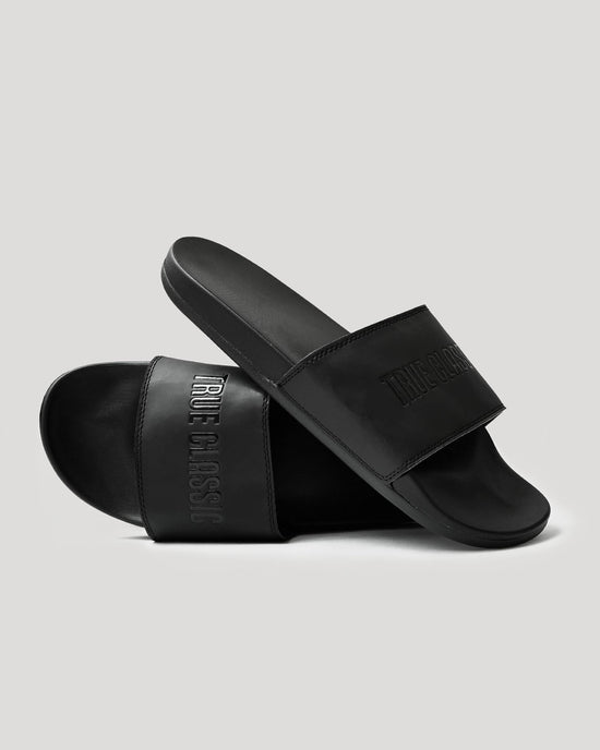 Black Comfort Slides | Black Comfort Slides | True Classic