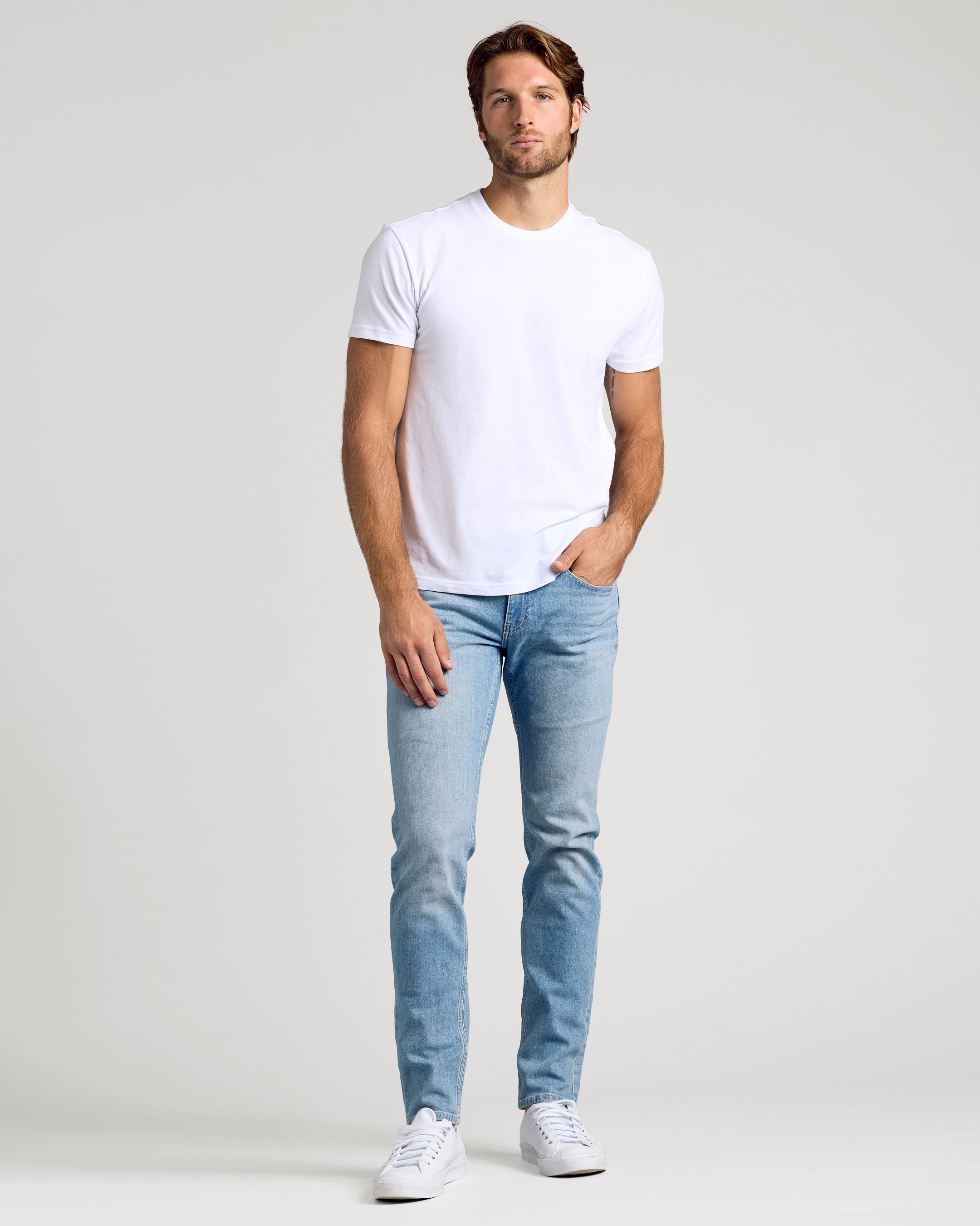 Light Indigo Wash Slim Authentic Denim Jeans | Light Indigo Wash Slim ...