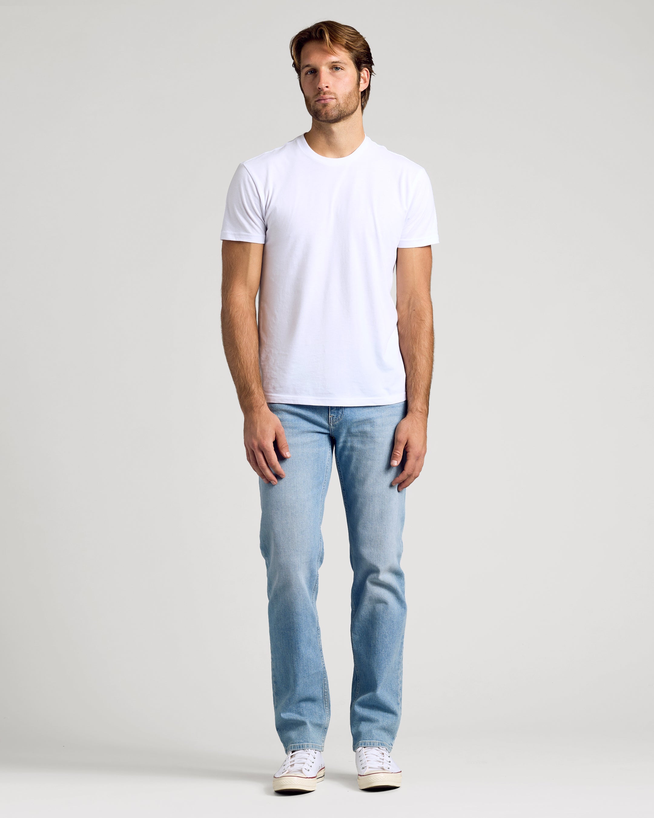 Light Indigo Wash Straight Authentic Denim Jeans | Light Indigo Wash ...