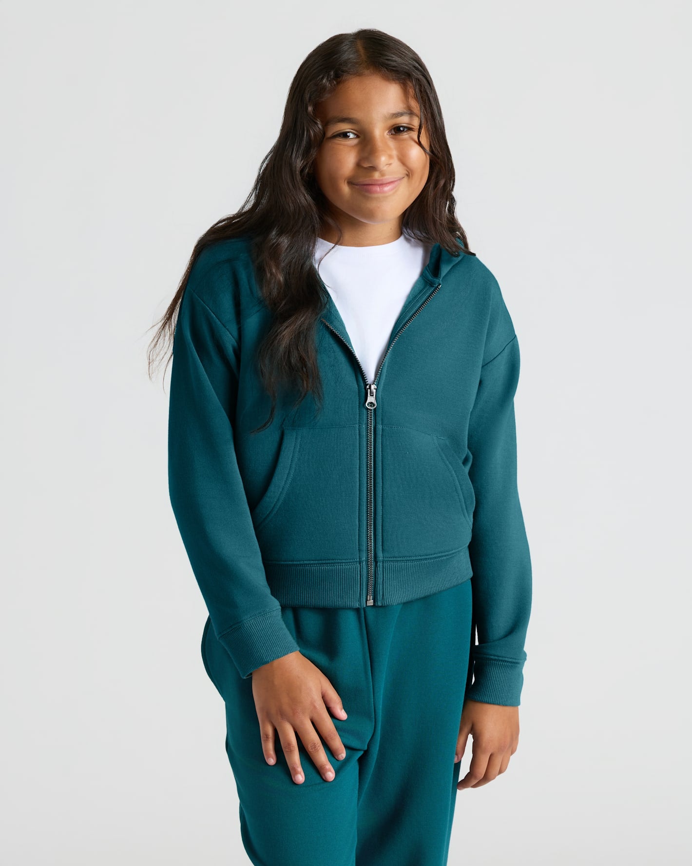 Girls Deep Emerald Cropped Zip Hoodie & Relaxed Joggers 2-Pack - True ...