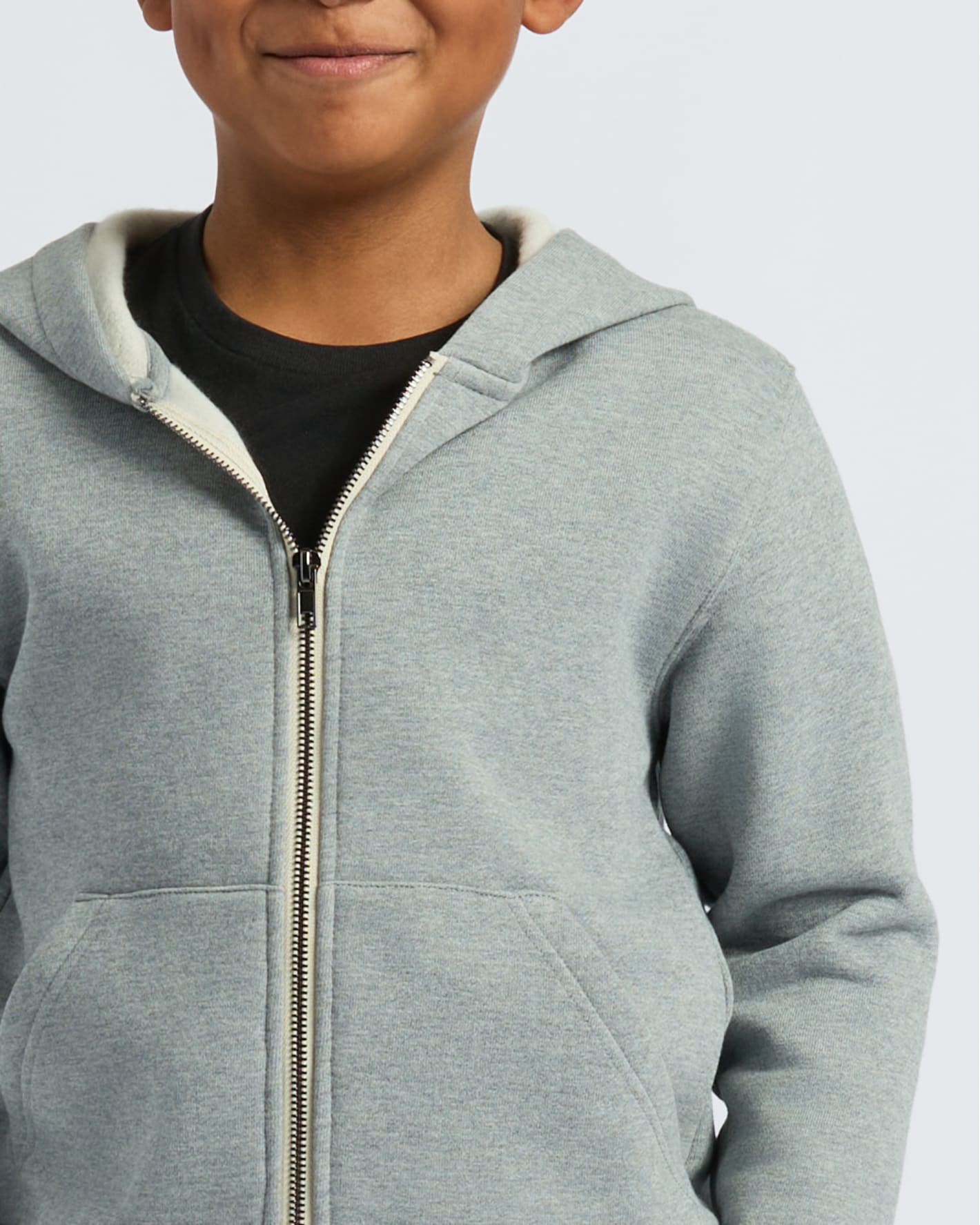 Boys' Medium Heather Gray Fleece Full Zip Hoodie - True Classic