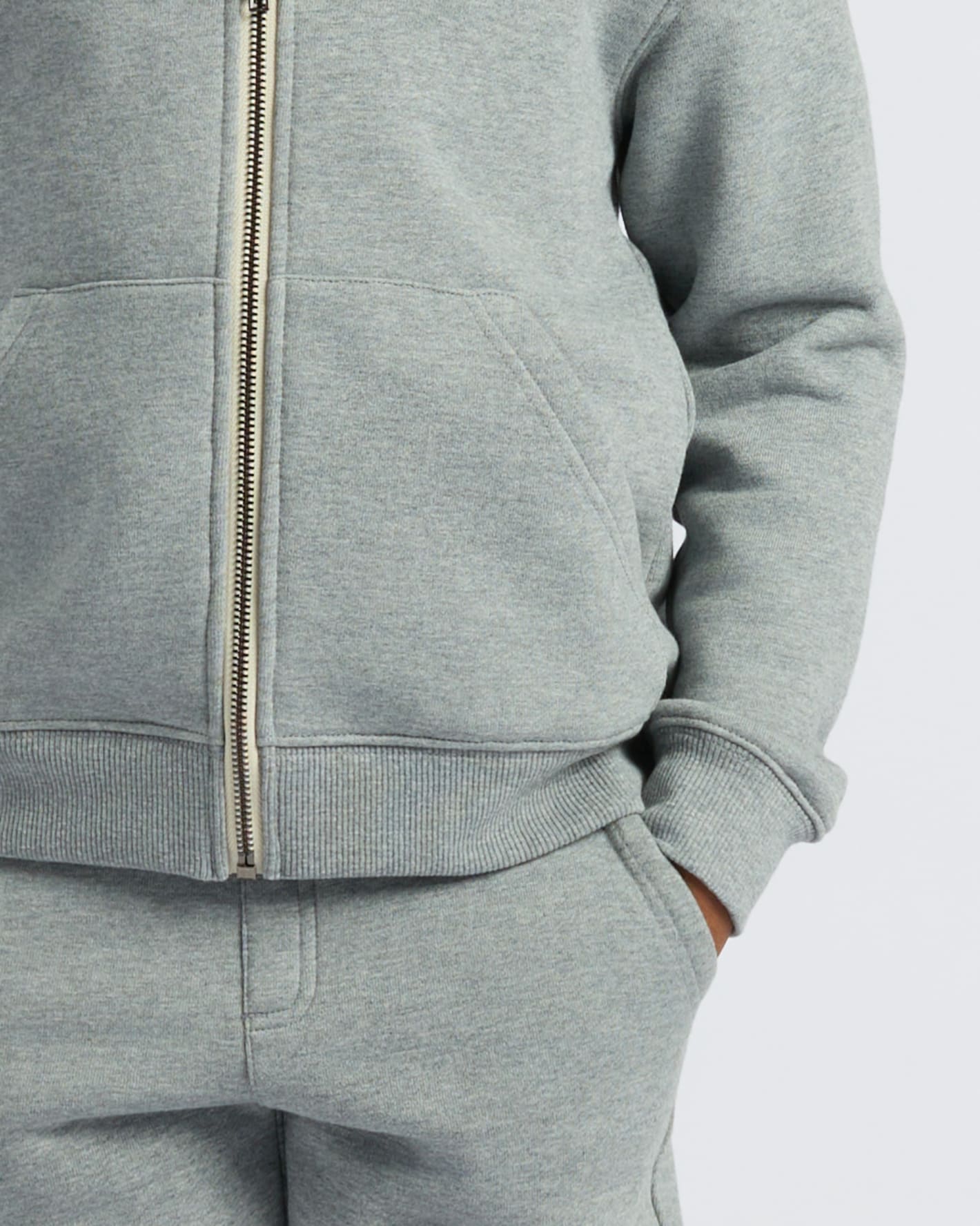 Boys' Medium Heather Gray Fleece Full Zip Hoodie - True Classic