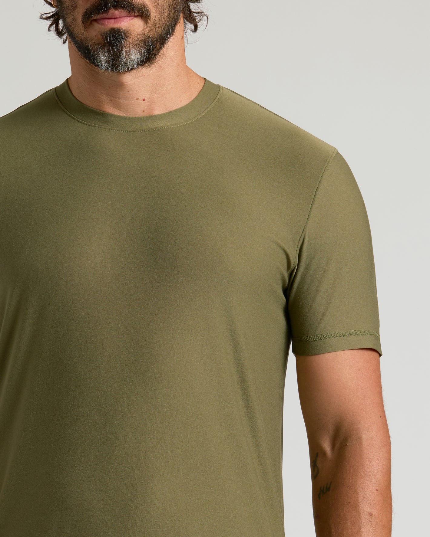 Military Green Active Crew Neck Tee