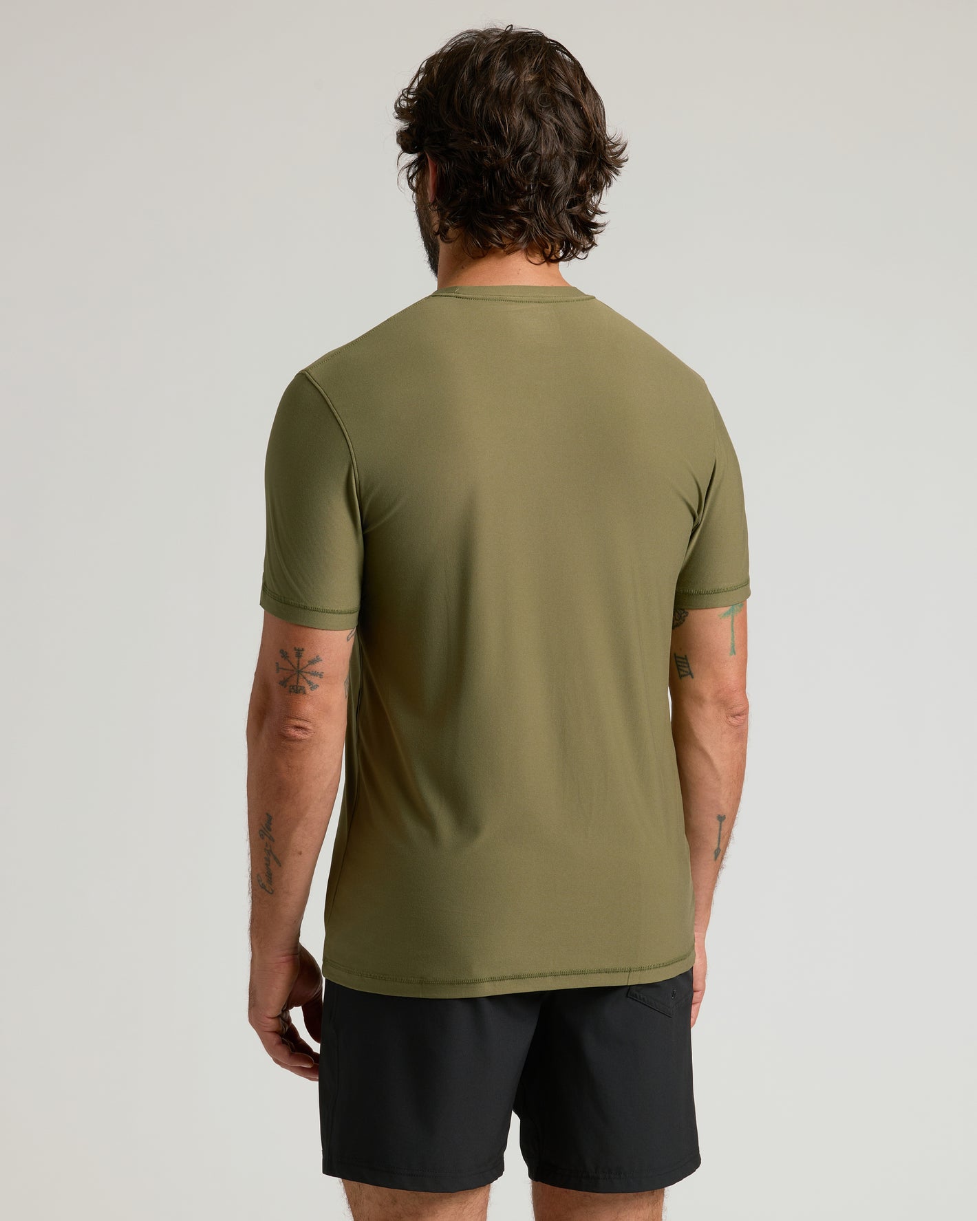 Military Green Active Crew Neck Tee