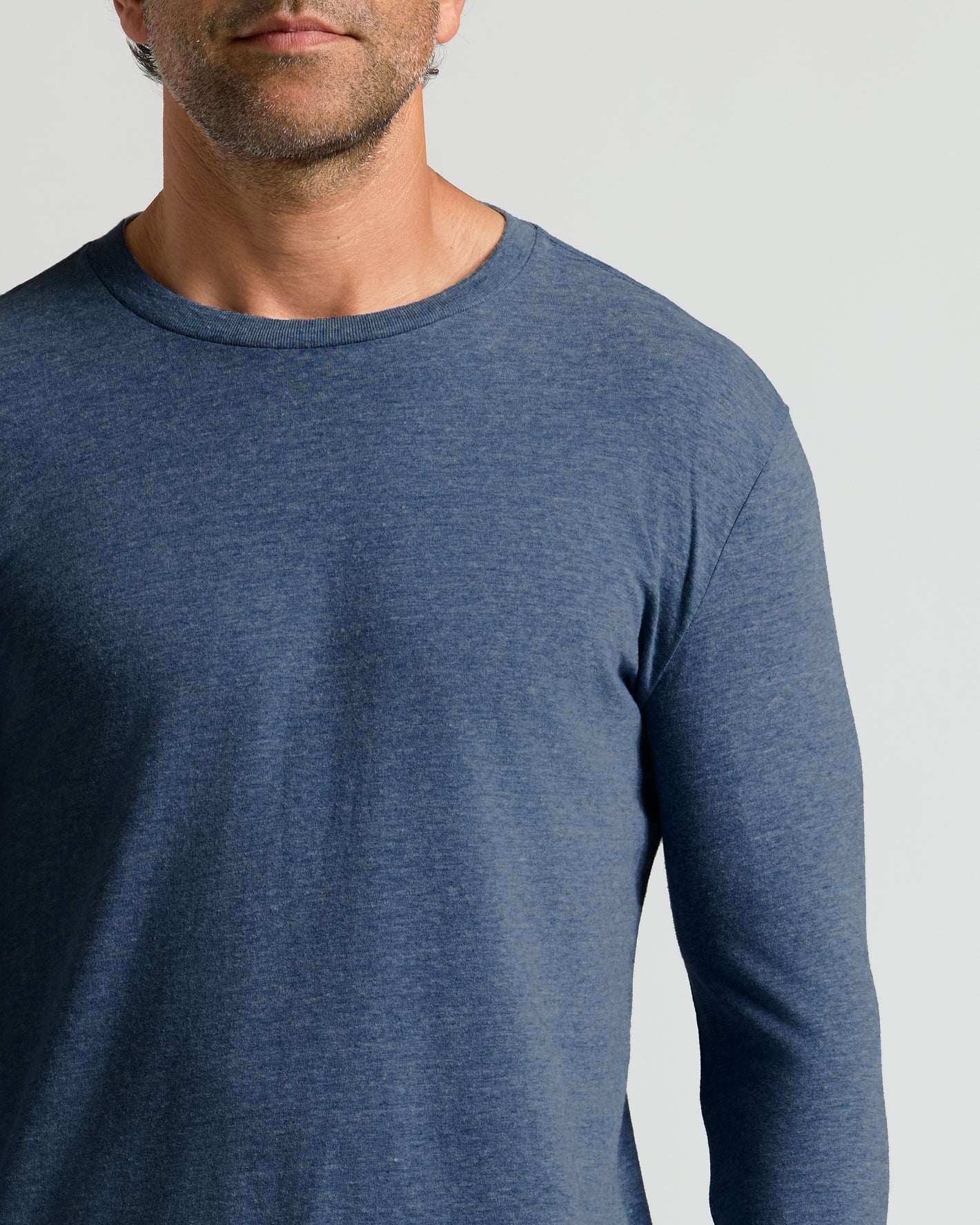 Heather Classic Long Sleeve 3-Pack shown on a man.