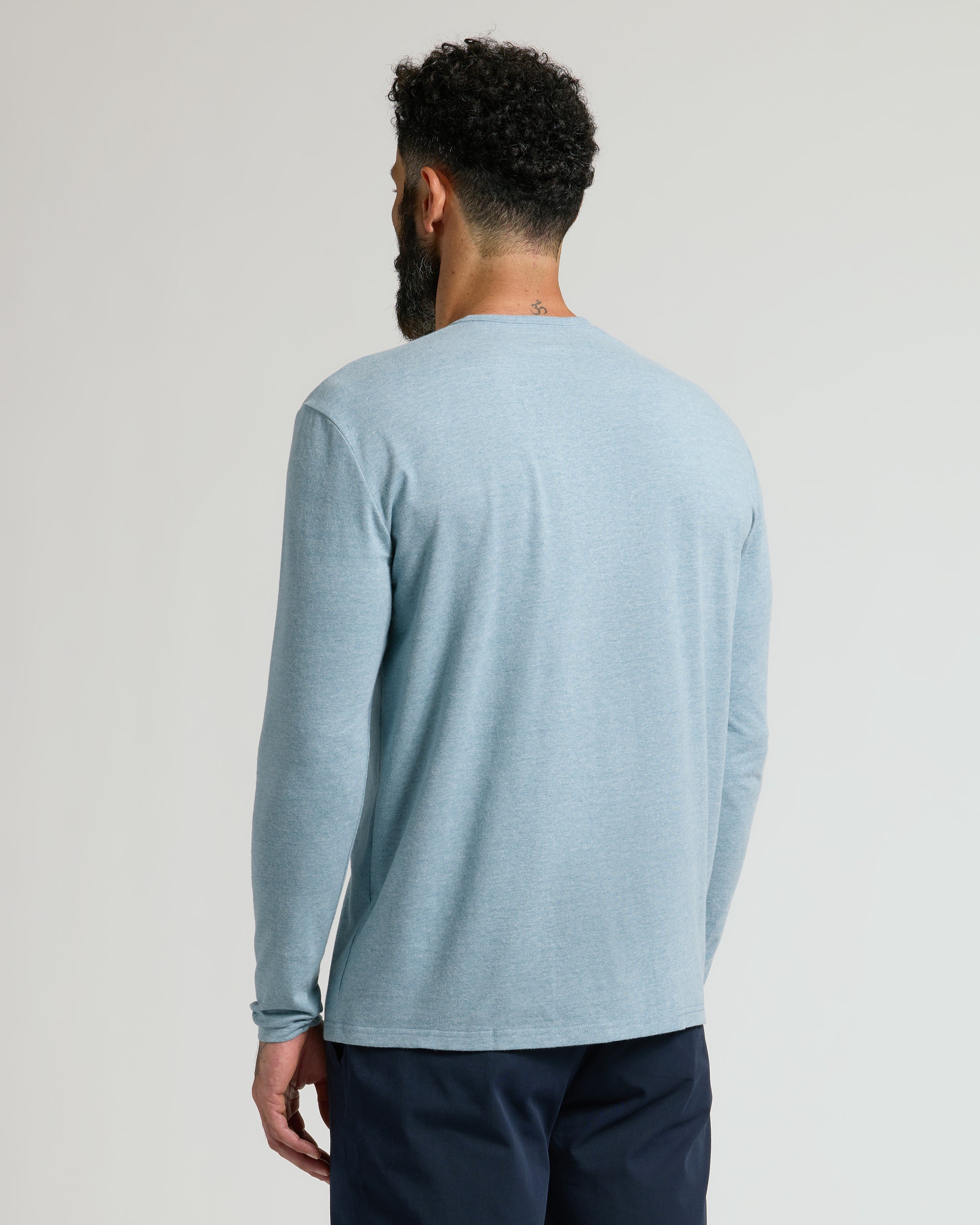 Heather Sapphire Long Sleeve Henley | Heather Sapphire Henley Long ...