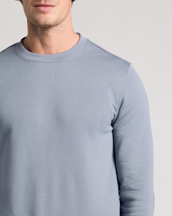 Dusty Blue Fleece French Terry Pullover Crew Neck Sweatshirt | Dusty ...