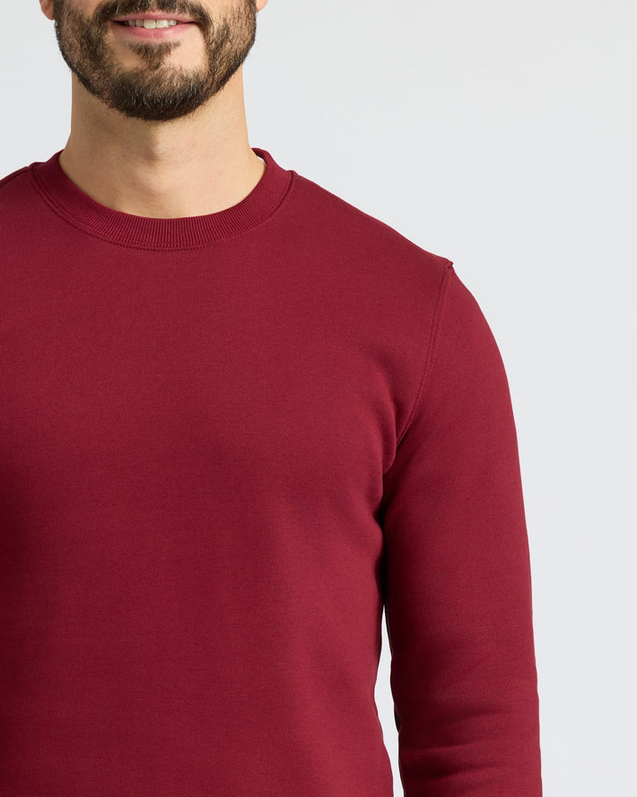 Dark Maroon Fleece French Terry Pullover Crew Neck Sweatshirt | Dark ...
