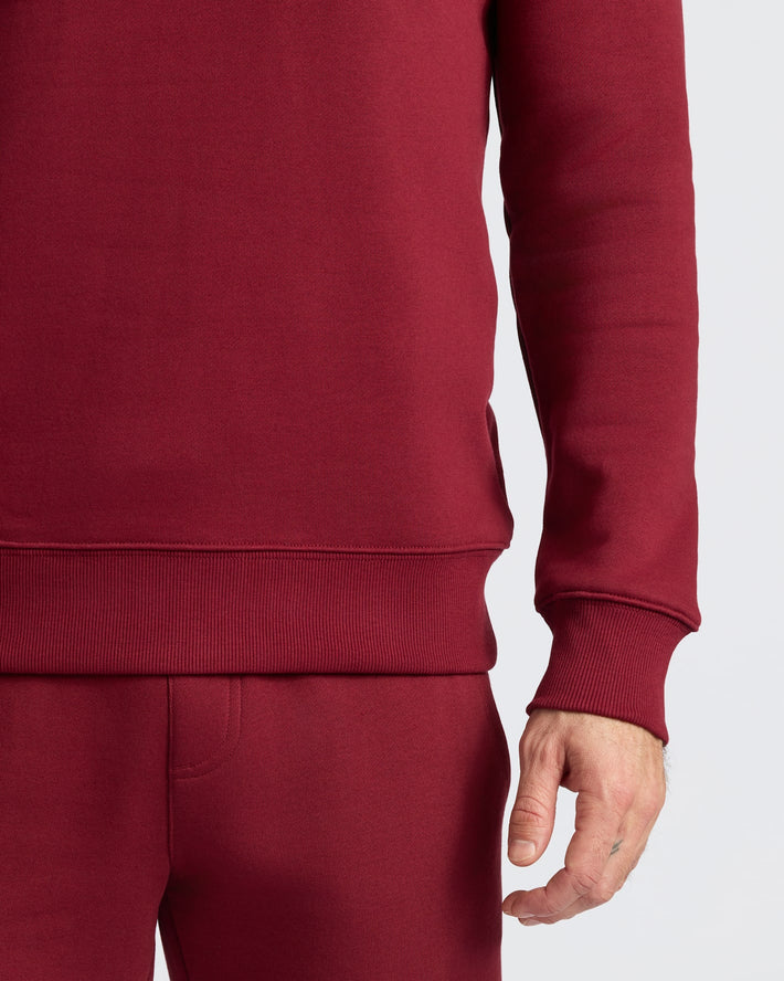 Dark Maroon Fleece French Terry Pullover Crew Neck Sweatshirt | Dark ...