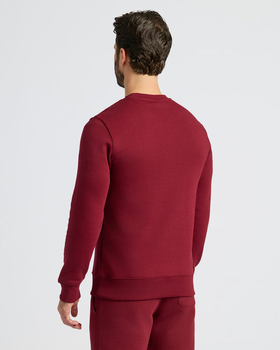 Dark Maroon Fleece French Terry Pullover Crew Neck Sweatshirt | Dark ...
