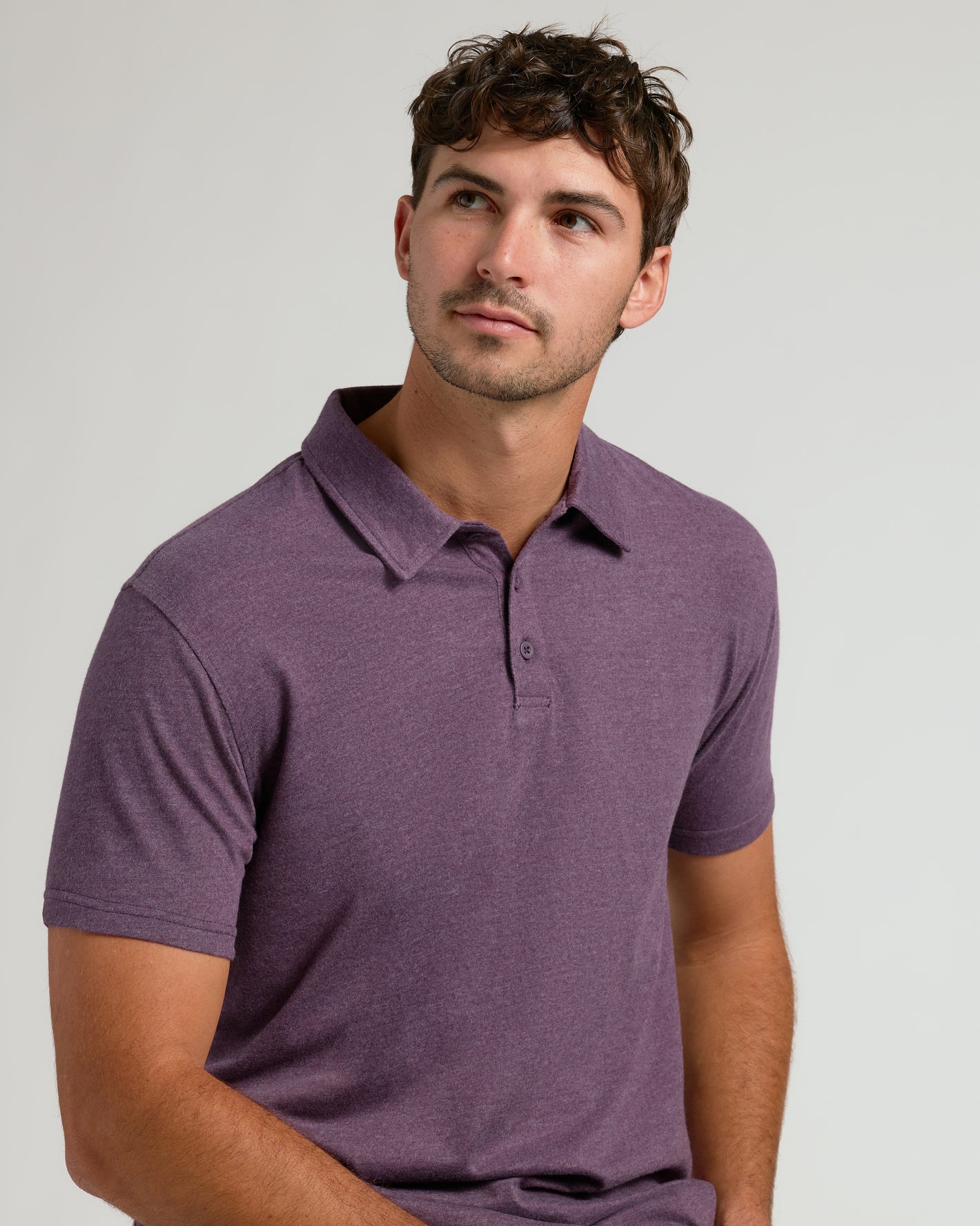 Dark Heather Plum Short Sleeve Tall Polo