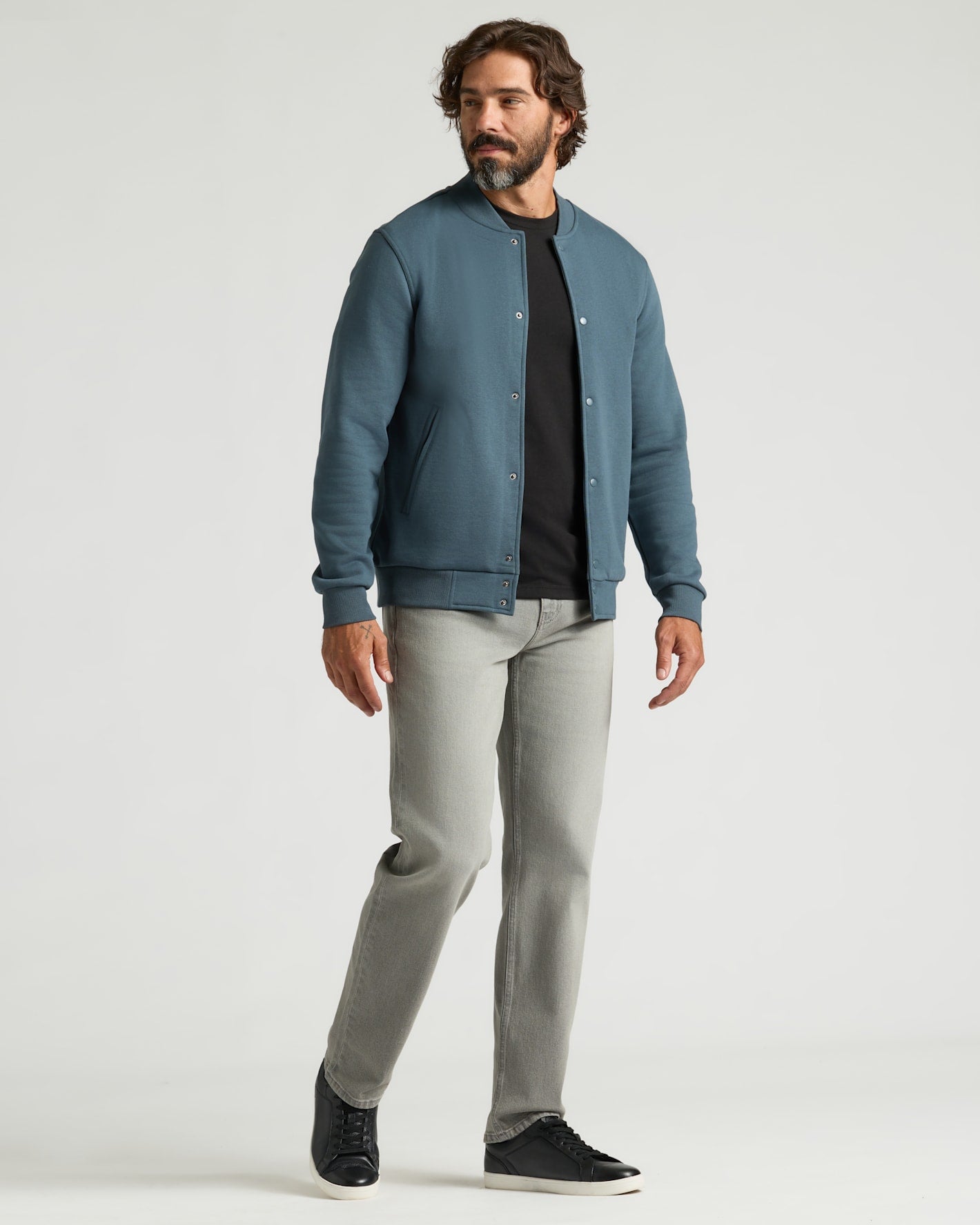 Neptune Fleece Bomber Jacket on man in casual outfit.