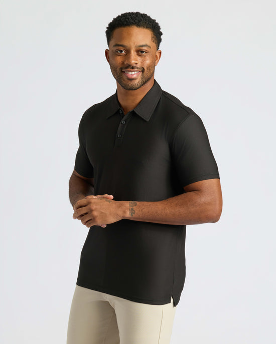 Black Active Short Sleeve Polo | Black Active Short Sleeve Polo | True ...