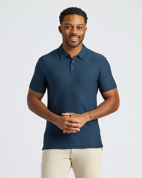 Navy Active Short Sleeve Polo | Navy Active Short Sleeve Polo | True ...