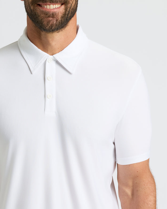 White Active Short Sleeve Polo | White Active Short Sleeve Polo | True ...