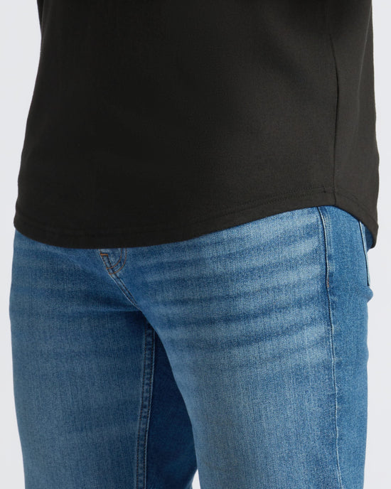 Black Short Sleeve Curved Hem Crew | Black Short Sleeve Curved Hem Crew ...