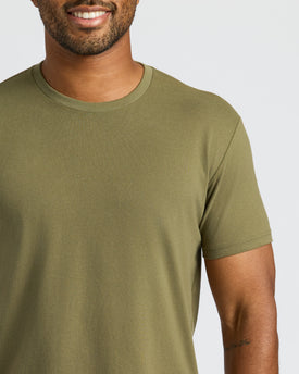 Military Green Short Sleeve Curved Hem Crew | Military Green Short ...