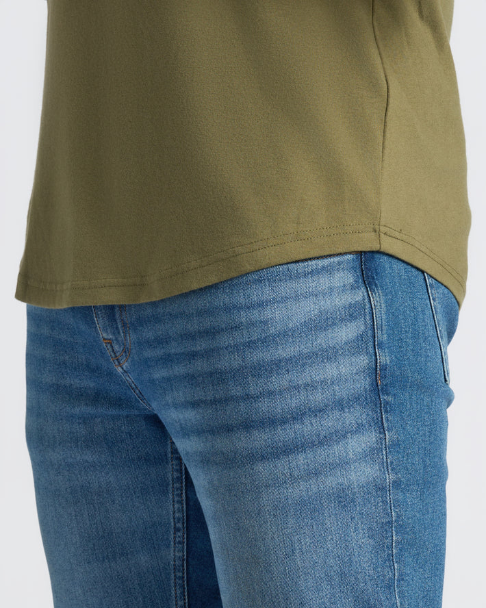 Military Green Short Sleeve Curved Hem Crew | Military Green Short ...