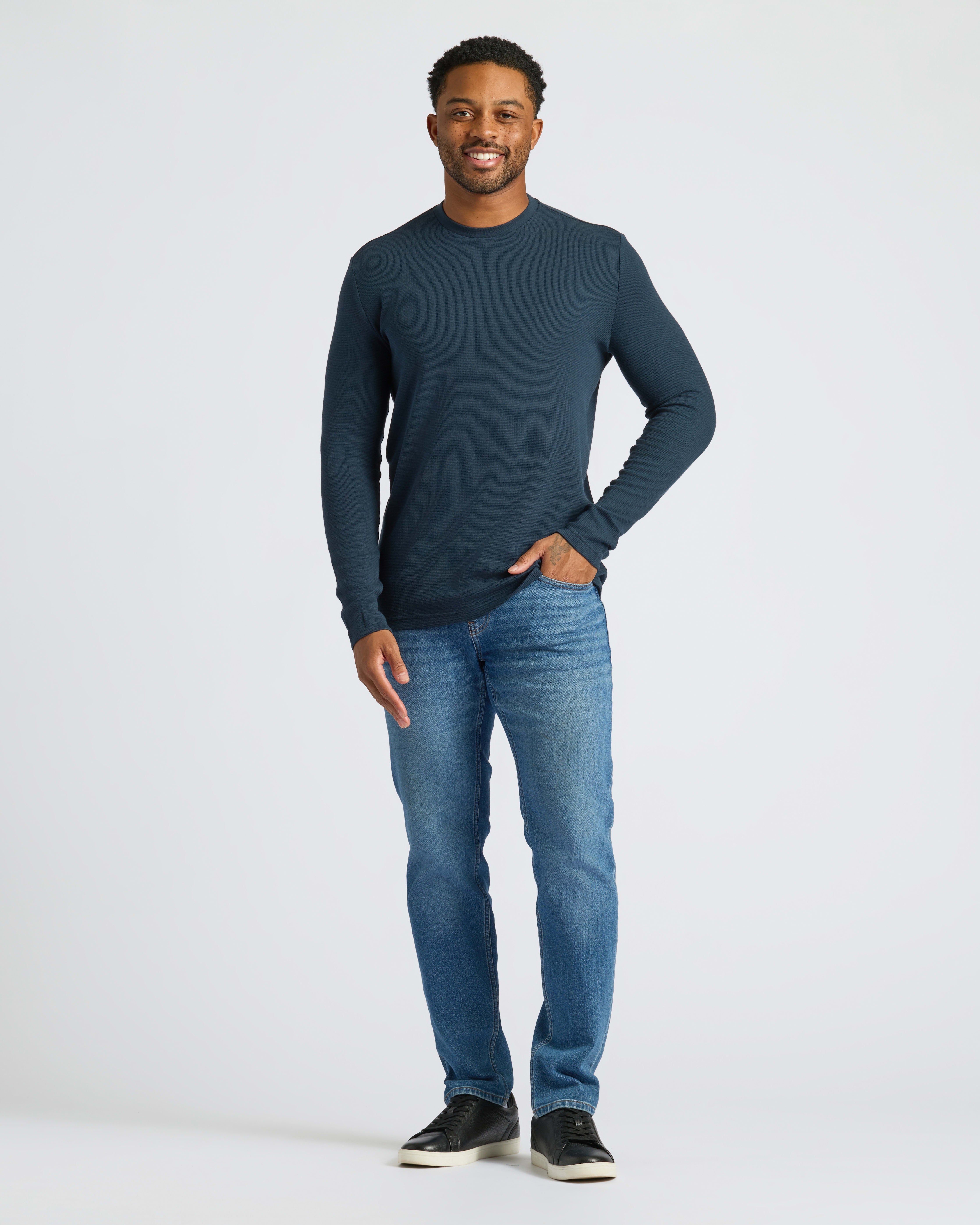 Navy Long Sleeve Waffle Crew 3-Pack | True Classic