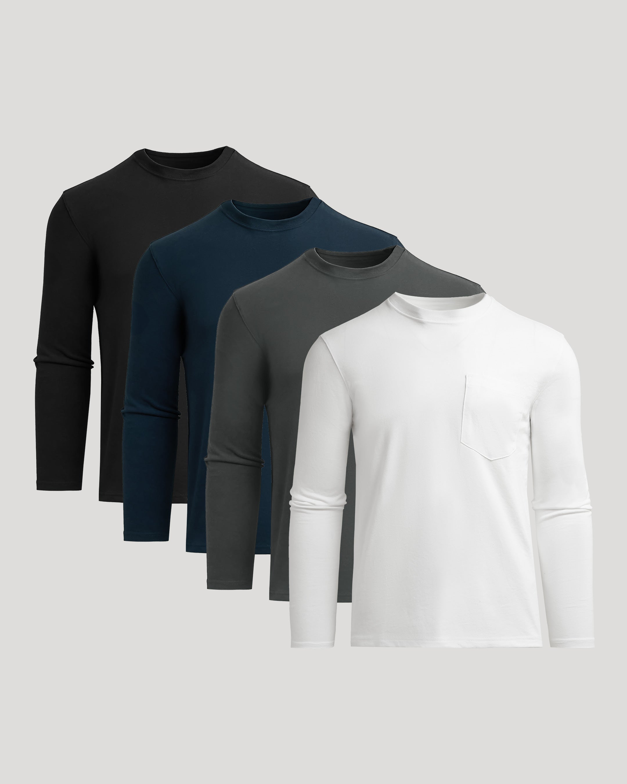 Heavyweight Long Sleeve Pocket Crew 4-Pack | True Classic
