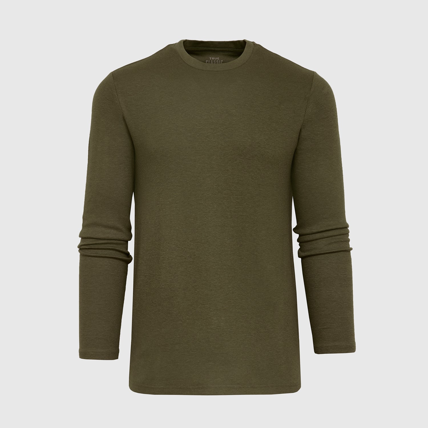 Military Green Waffle Long Sleeve Crew Neck - True Classic